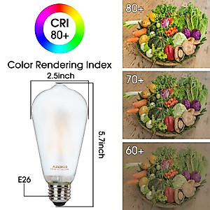 ASOKO ST64 Frosted LED Edison Vintage Light Bulbs, 6W Equivalent 60W 2700K Warm White, Dimmable LED Edison Bulb Antique LED Filament Bulbs 4 Packs