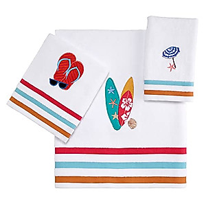 Avanti Linens - Hand Towel, Soft & Absorbent Cotton Towel (Surf Time Collection, White)