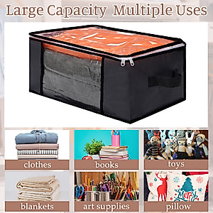 6 Pcs Clear Zippered Storage Bags Plastic Clothes Containers Fabric Blanket Organizer Large Storage Bins with Handles for Bedding Sheets Closet Blankets Toys (Gray, 16 x 12 x 8 Inch)