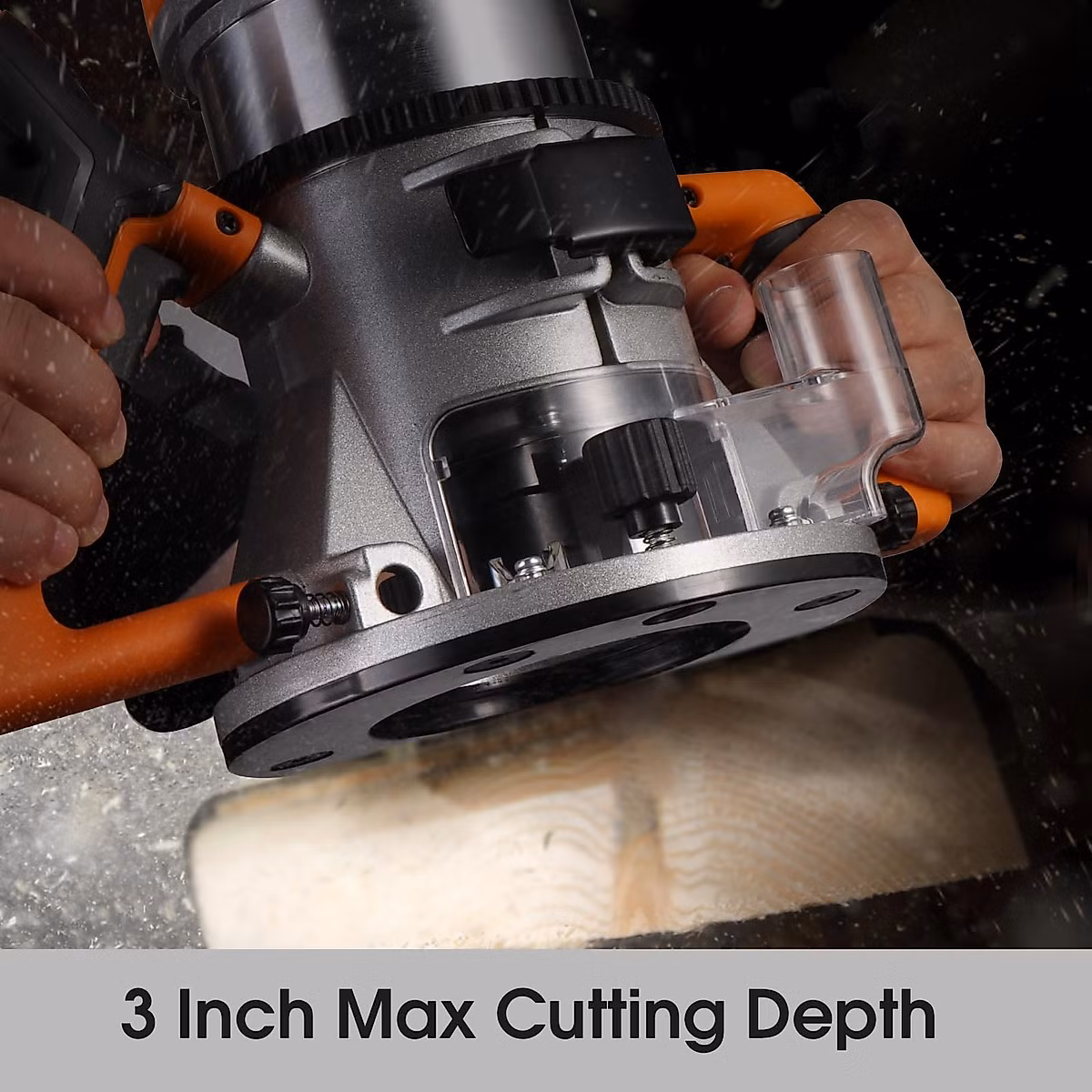 PTOOL 3.25HP/15A Fixed Base Router, Soft Start, 6 Variable Speed from 10000 to 21000RPM, Precise Depth Adjustment, 1/2" Collet, 4.2" Diameter, 3-1/4 HP Industrial Router, Model PT-001