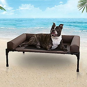 UEIDIHI Elevated Dog Bed with Bolster, Durable Breathable Raised Dog Beds, Removable Washable Pet Cot, Indoor/Outdoor Waterproof Soft Pet Bed for Small, Medium and Large Dogs,107 * 76 * 19cm
