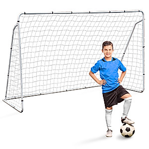 HomGarden 12' x 6' Portable Soccer Goal Football Post Target Net Tournament Regulation Training Aid Ultimate Backyard Outdoor Kids Soccer Goal