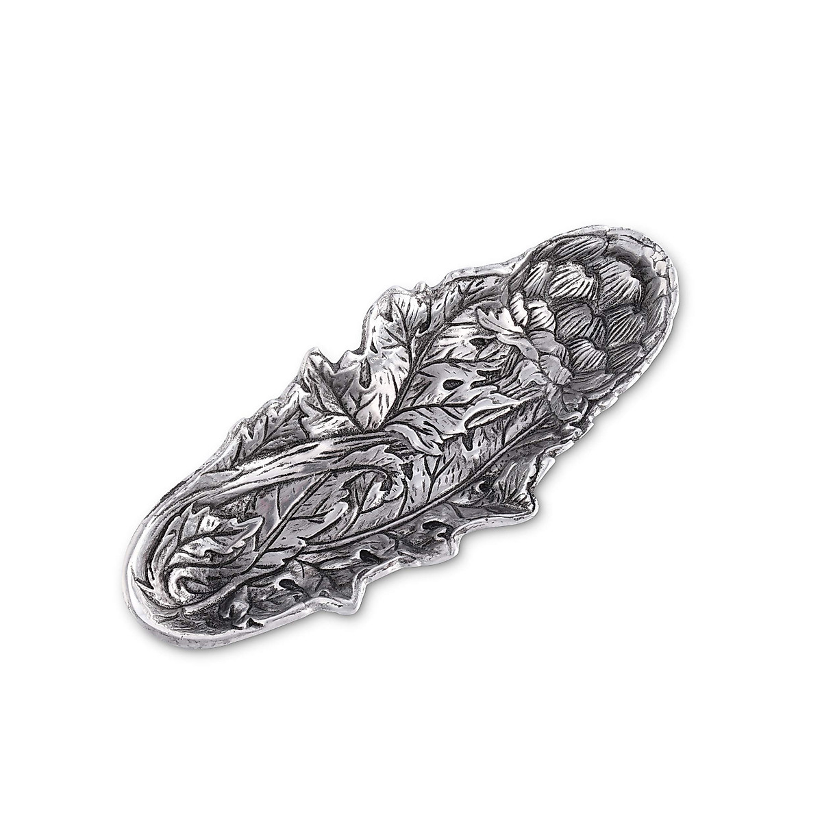 Arthur Court Artichoke Spoon Rest Aluminum Metal Decorative Holder for Kitchen, Spatula Ladle, Brush and Cooking Utensils - Food Safe can be used for serving dips or olive oils 8 inch x 3.25 inch