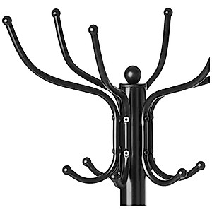 Tangkula Coat Rack Freestanding, 75 Inch Heavy Duty Metal Coat Hanger Stand with Umbrella Holder, Entryway Hat Jacket Hanger with 12 Hooks for Scarf Crutch Bag Coat, Standing Coat Tree Rack(Black 003)