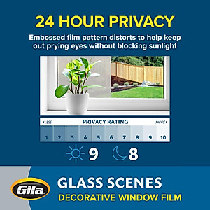 Gila Glass Scenes Frosted Glass Static Cling Window Film, 3ft x 6.5ft
