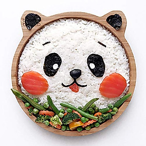 Bamboo Baby Plate with Suction - Kids and Toddler Suction Cup Plate for Babies, Non-toxic All-Natural Bamboo Baby Food Plate Stays Cool to the Touch for Baby-Led Weaning (Panda-Green)