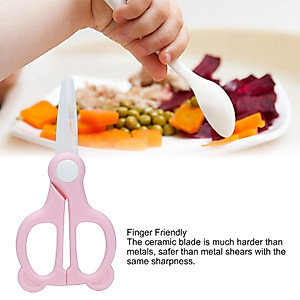 Portable Feeding Aid Scissors Ceramic Food Supplement Scissors with Scissors Cover Storage Box for Supplies Household()
