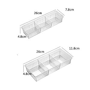 Chris.W Desk Drawer Organizer Tray with Adjustable Dividers, Multi-Drawers for Makeups, Utensil, Pens, Flatware and Junks - Set of 4 (2 Large + 2 Small) 10.24 Inch Length