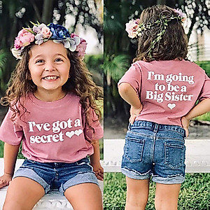 JEALLY Toddler Little Girls Going to be Big Sister Cotton T-Shirt Clothes Short Sleeve Secret Letter Pink Tops Tee Outfit, 1-2T/Tag90…