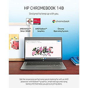 HP Chromebook 14b Laptop, AMD Athlon Silver 3050C Mobile Processor, 4 GB RAM, 64 GB eMMC Storage, 14-inch Full HD IPS Touchscreen, Google Chrome OS, Audio by B&O, Privacy Camera (14b-na0010nr, 2021)
