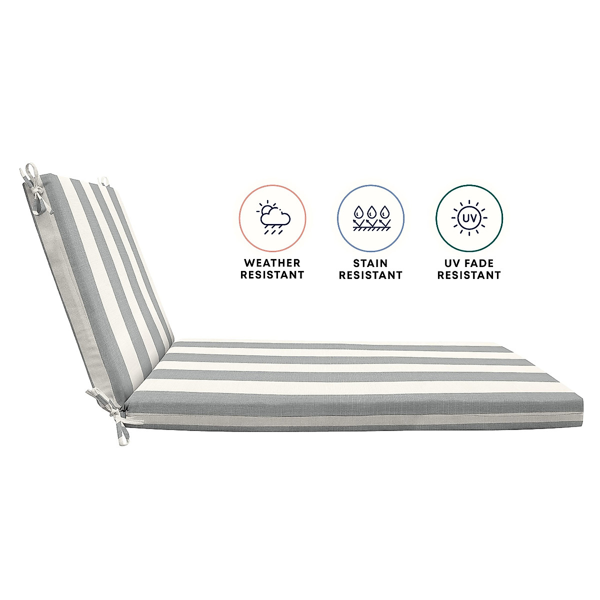 Honeycomb Outdoor Chaise, 22.5" W x 70" L, Stripe Stone Beige Patio Cushion