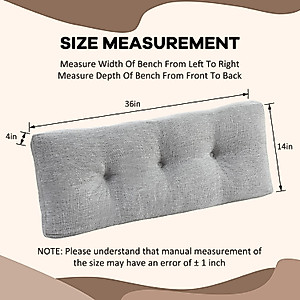 downluxe Indoor Bench Cushion for Indoor Furniture, Memory Foam Bench Seat Cushion, 36" X 14" X 4", Light Grey, 1 Pack