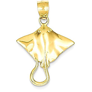 IceCarats 14K Yellow Gold Necklace Charm Pendant 30mm x 18mm Only