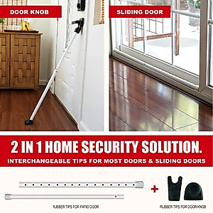 SECURITYMAN Adjustable Door Security Bar - Constructed of High Grade Iron - Great for Apartment Security or Home Protection Door Stoppers -(22.25” - 43.7” for Doors) (22.25” - 39.25” for Patio), White
