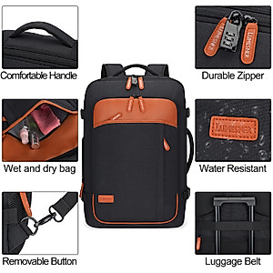 Carry on Travel Backpacks, Extra Large 40L Flight Approved for Men & Women,Expandable Suitcase With 4 Packing Cubes,Water Resistant Luggage Daypack Business Weekender Bag,Black