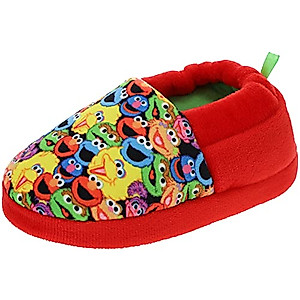 Sesame Street Boys' 2-Piece Pajama Set Monster Print with Cozeez Slippers, Turquoise, Toddler Size 3