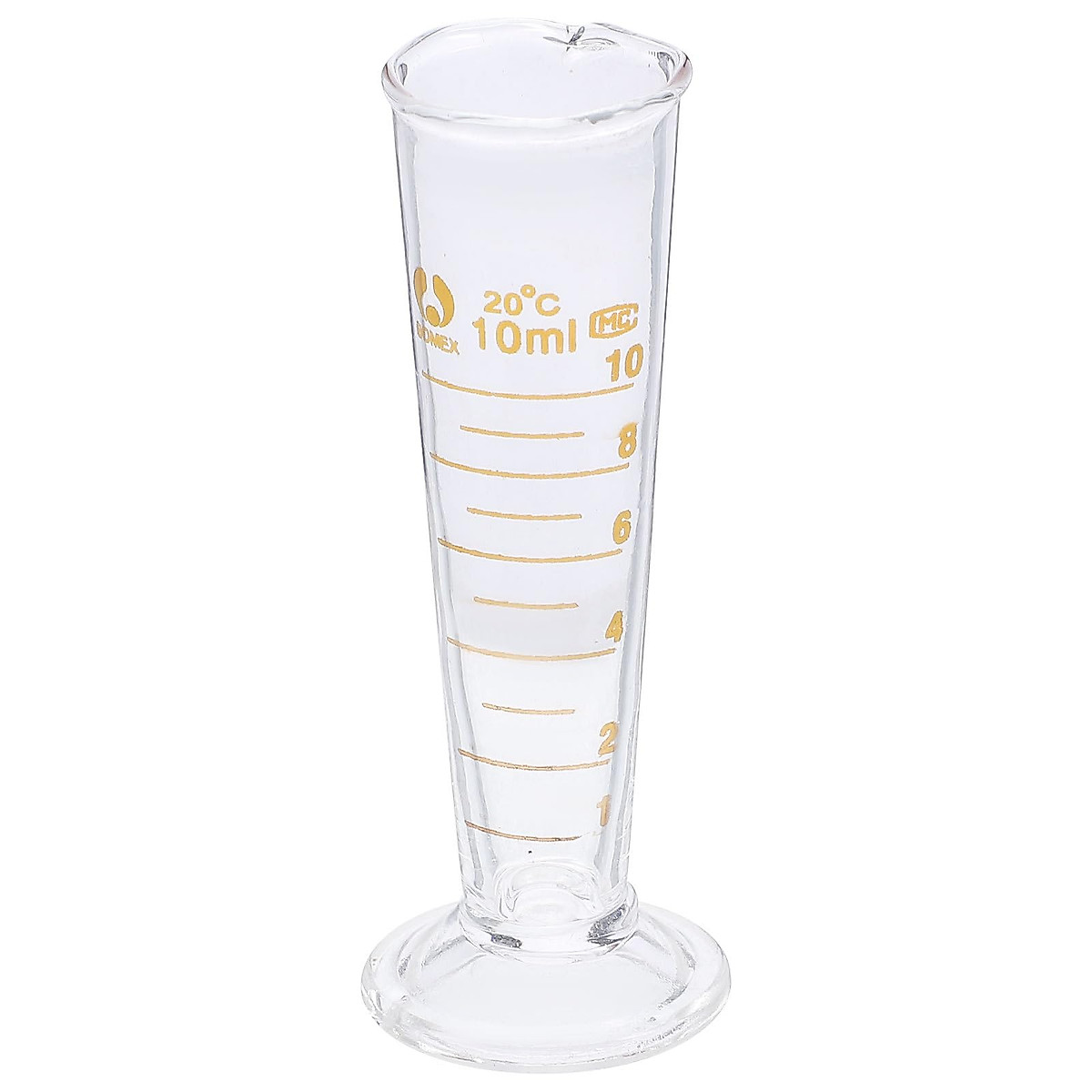 TEHAUX 10ml Lab Graduated Cylinder Glass, liquid Measuring Cup with Spout Wide Mouth, Conical Beaker Thickened Glass Measuring Cylinder for School Science Teaching