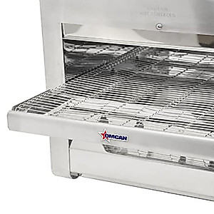Omcan 11387 14 Inch Wide Conveyor Belt Adjustable Heat and Speed Stainless Steel Infrared Baking Commercial Kitchen Toaster Oven
