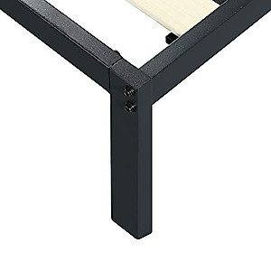 Olee Sleep 14 inch Modern Metal Platform Bed Frame / Mattress Foundation / Wood Slat Support / No Box Spring Needed, Full, Black