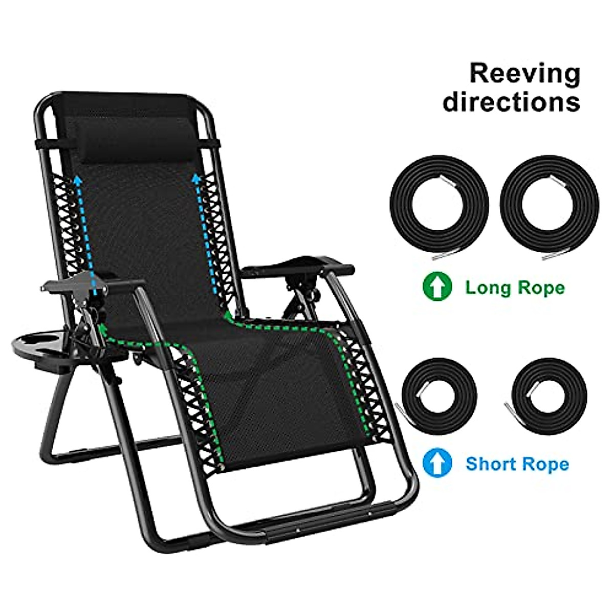 Gosundv 4Pcs Chair Replacement Cord, Lounge Chair, Recliner Repair Cords Bungee Elastic Lawn Chair Cord, Recliners for Outdoor, Lounge Chair Brown