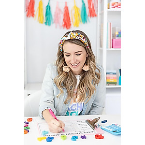 boderier Teacher Headbands for Women Pearl Crystal Knotted Headband Pencil Apple Embellished Headband Back to School Hair Accessory Teacher Appreciation Gifts (Crystal Beaded Charms)