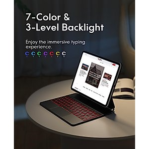 CHESONA for iPad Air 13 inch Case with Keyboard (M2, 2024), Multi-Touch Trackpad with 7 Color Backlit, Floating Cantilever Stand Wireless Keyboard for iPad 12.9 6th 2022/5th 2021/4th 2020/3rd 2018