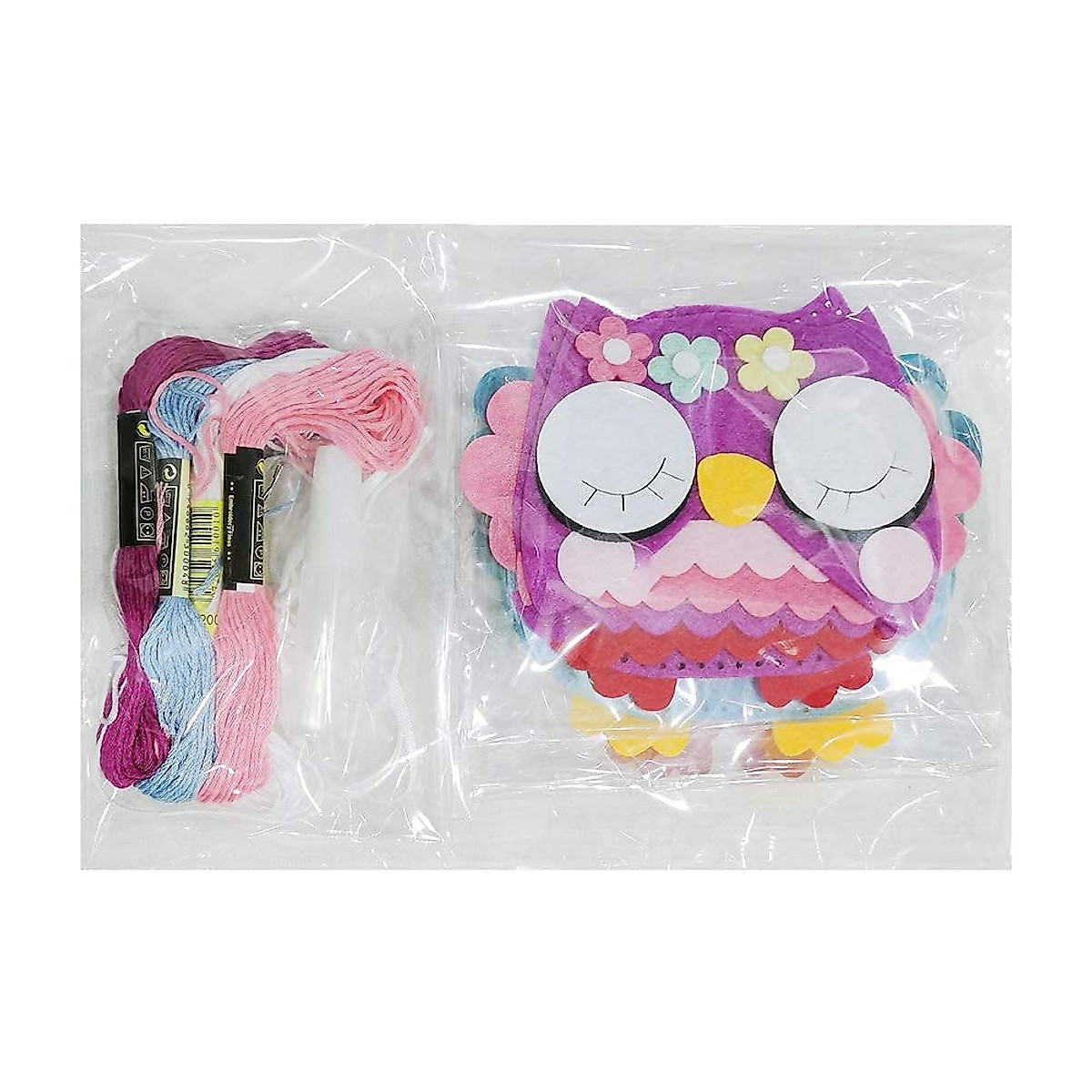 MOVEBO Sewing Kit for Kids, Owl Animal Toy Felt DIY Crafts Pack of 4 Felt Toy Sewing Crafts Kits for Kids Age 5-10 Years