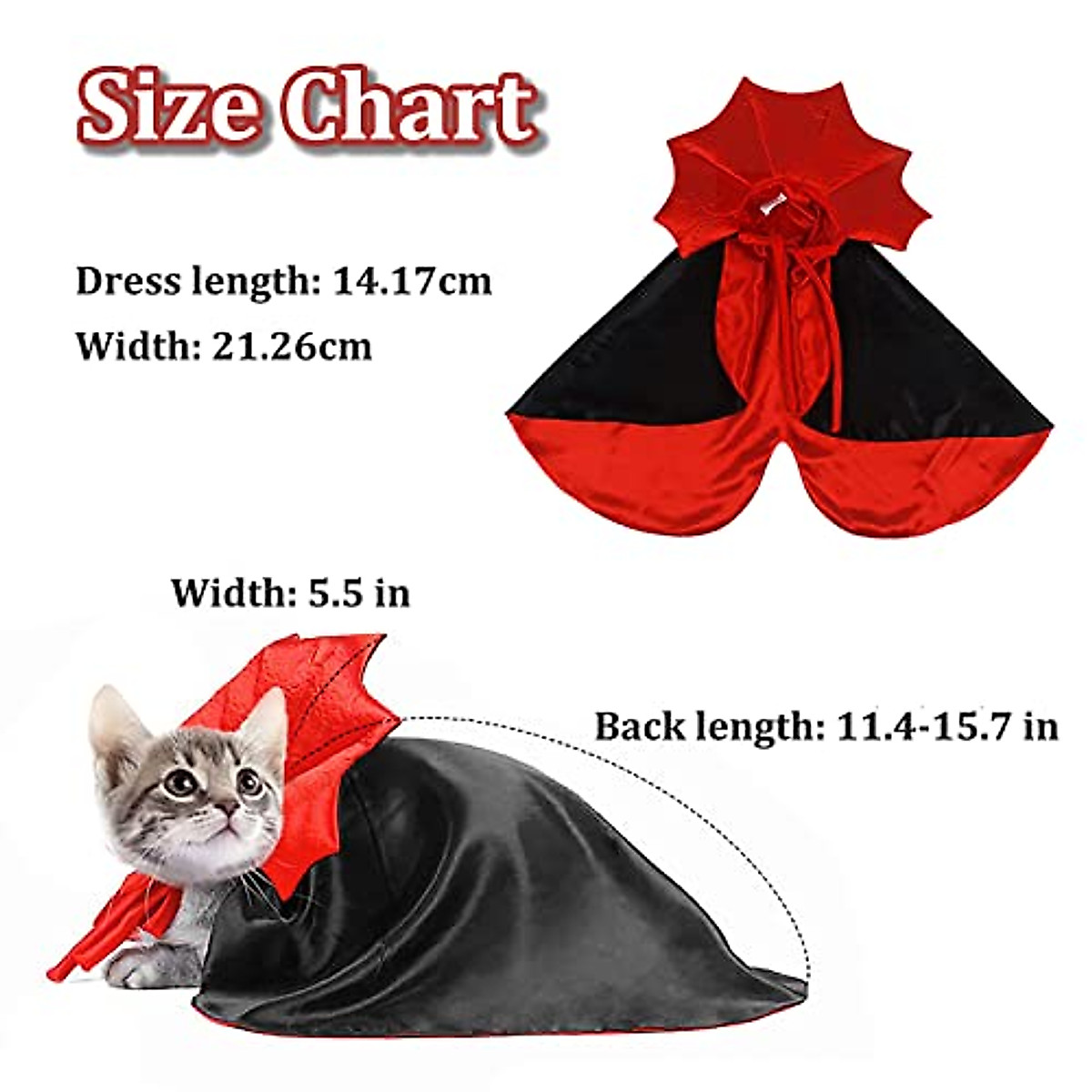 Halloween Cape Costume for Cats Dogs, Pet Vampire Cloak Puppy Cat Cosplay Costumes Devil Wizard Party Clothes One Size for Small Medium Dog Cats