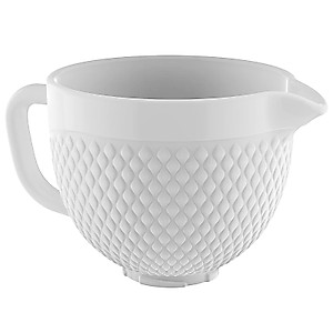 Gvode Ceramic Mixer Attachment Fit 4.5-5Q Tilt-Head Stand Mixers Bowl, Ceramic Bowl for Kitchenaid Mixer, 5 QT for Kitchenaid Bowl - White