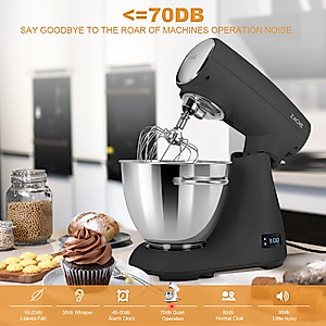 ZACME Mixers Kitchen Electric Stand Mixer, Aluminum die casting and Gears, 1 Hour Continuous Operation, Dual Cooling System, Low Noise DC Motor, LED Display and Timing Function, 600W 5.5QT, Food Grade
