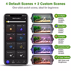 hygger 60W Smart Aquarium Light, Bluetooth LED Light with App Control, Full Spectrum Fish Tank Light with 24/7 Lighting Cycle, 5 Modes, Adjustable Timer, for 48"-55" Freshwater Planted Tank
