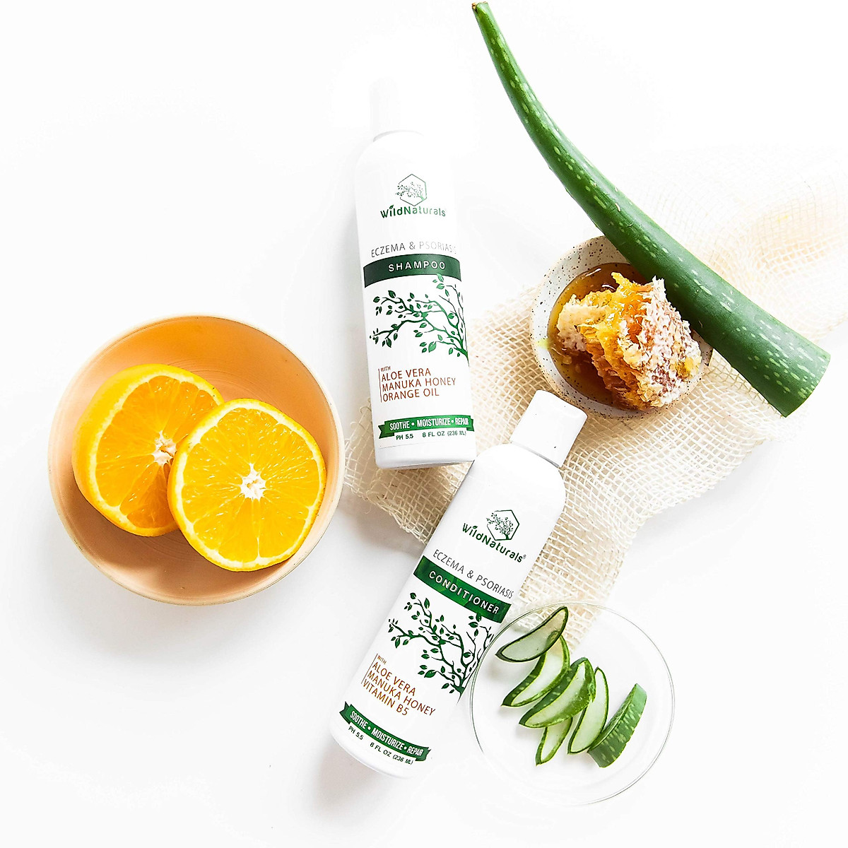 Wild Naturals Eczema Shampoo & Conditioner Set for Men & Women - Anti Dandruff Shampoo for Dry Scalp & Hair - Soothing Relief for Itchy Scalp - Psoriasis Shampoo for Scalp Treatment