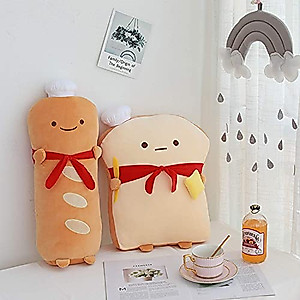 ARELUX Funny Toast Sliced Bread Pillow,Bread Shape Plush Hugging Pillow with Red Scarf,Soft Toast Food Sofa Cushion for Home Decor,Plush Toy Gifts for Kids Birthday(17.7'')