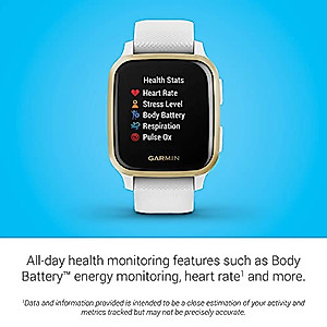 Garmin Venu Sq, GPS Smartwatch with Bright Touchscreen Display, Up to 6 Days of Battery Life, Light Gold and White (Renewed)