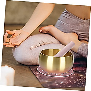 MILISTEN Bundle Tibetan Suede Healing Temple with Bowl Beech Stick Block Religious Hammer - Mallet Wood for Meditation Covered Prayer Crystal Buddha Chanting Pocket Music Monk