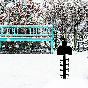 Snowflake Snow Measuring Instrument Snowmobile Snow Measuring Instrument Metal Snow Measuring Ruler Outdoor Garden Ornaments Magnetic Base Drill Guide (Black, One Size)