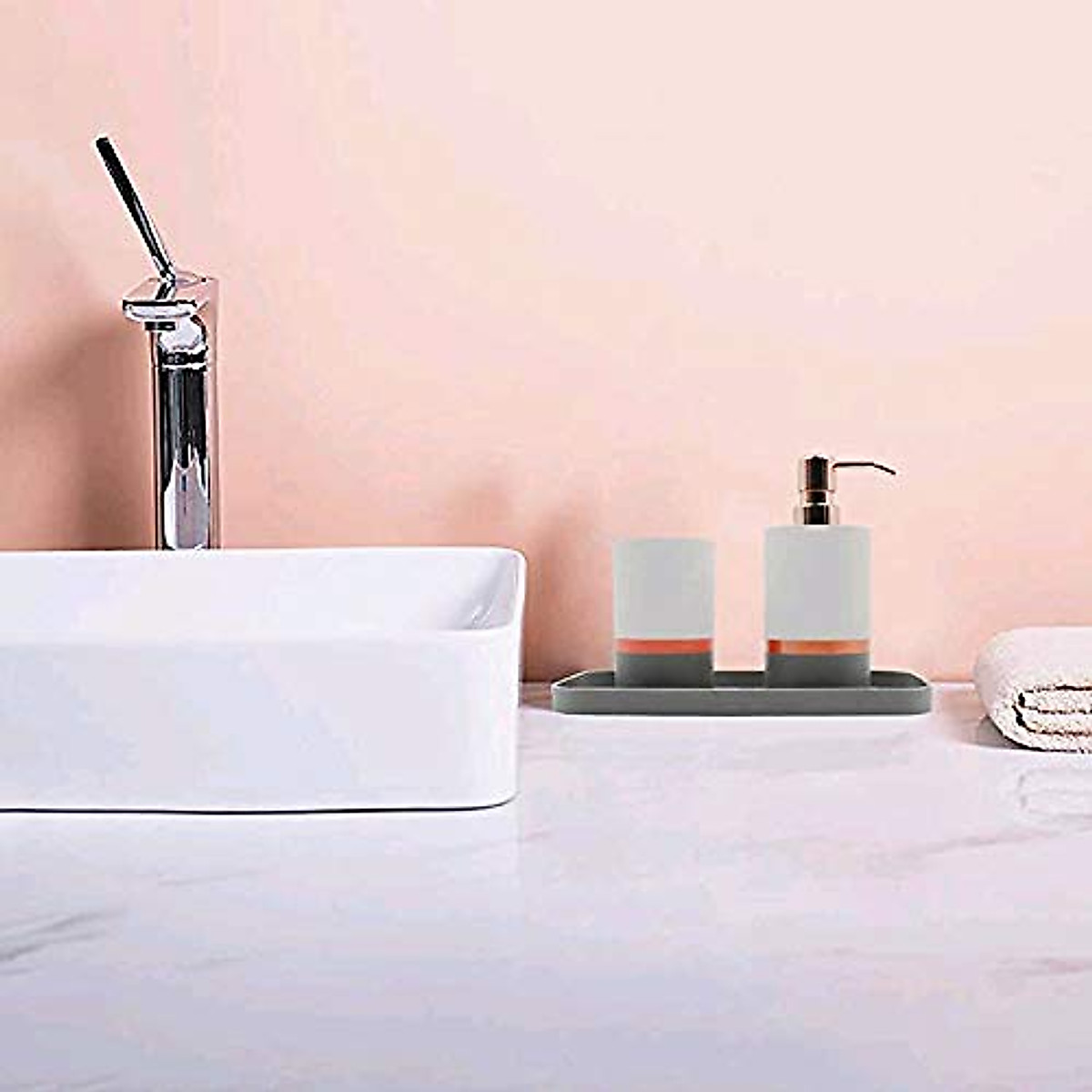ETSAMOR Silicone Organizer Tray Gray Non Slip Heat Resistant Multi-use Sink Organizer Sponge brush Soap Dispenser Srubber Toothbrush and Other Accessories Organizer