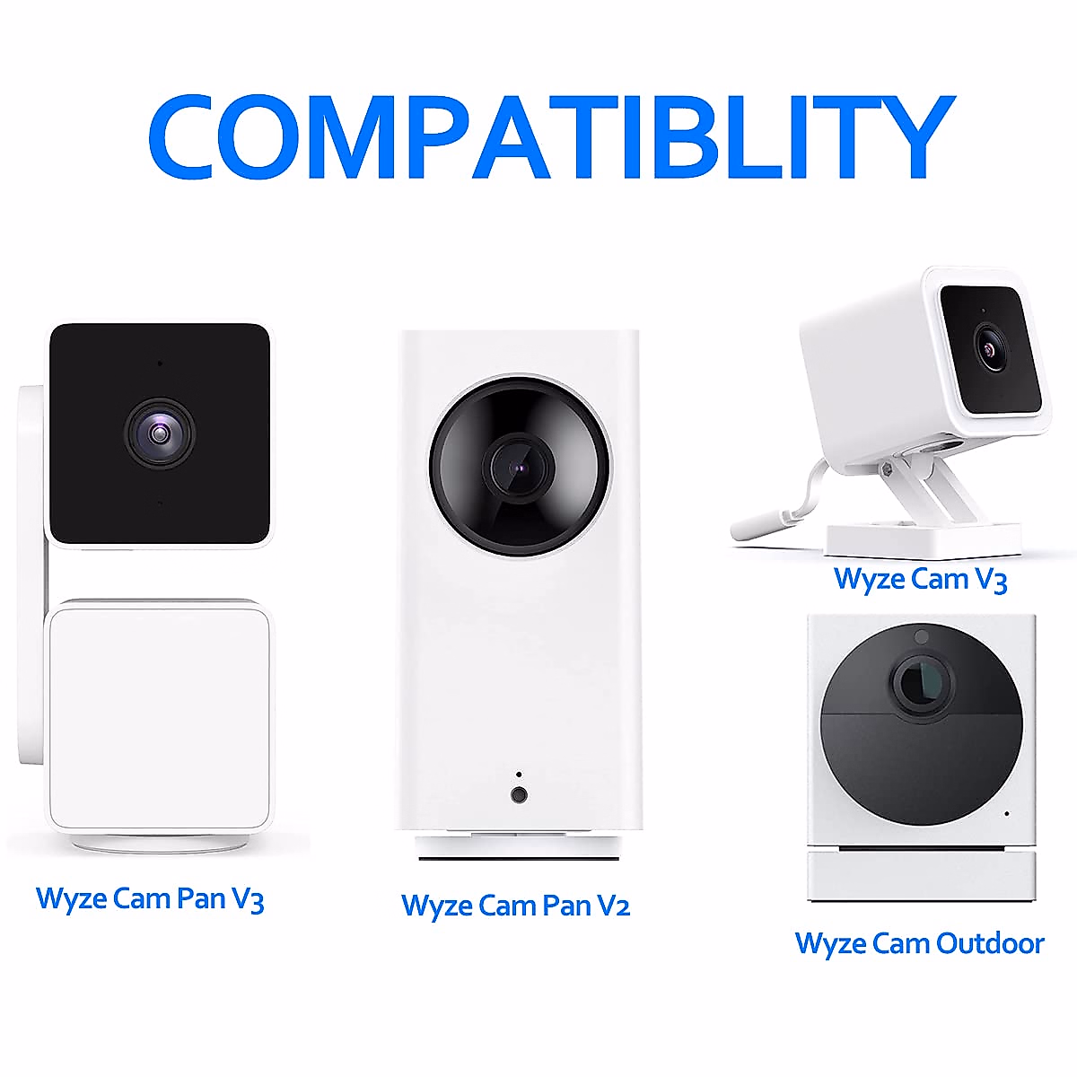 Wall Mount for Wyze Cam Pan V3 and Wyze Cam V4 and V3 and Wyze Cam Outdoor, 3 Pack 360 Degree Swivel Adjustable Wall Mount Bracket for Wyze Outdoor Indoor Camera System (Wyze Camera is NOT Included)