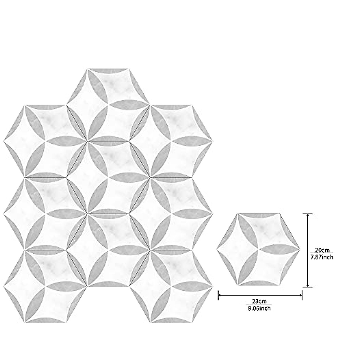 funlife 30Pcs Hexagon Peel and Stick Thick Kitchen Backsplash Foam Board, Self Adhesive Matt Wall Tile Decals for Home Decor, 7.87"x9.05", Lotus