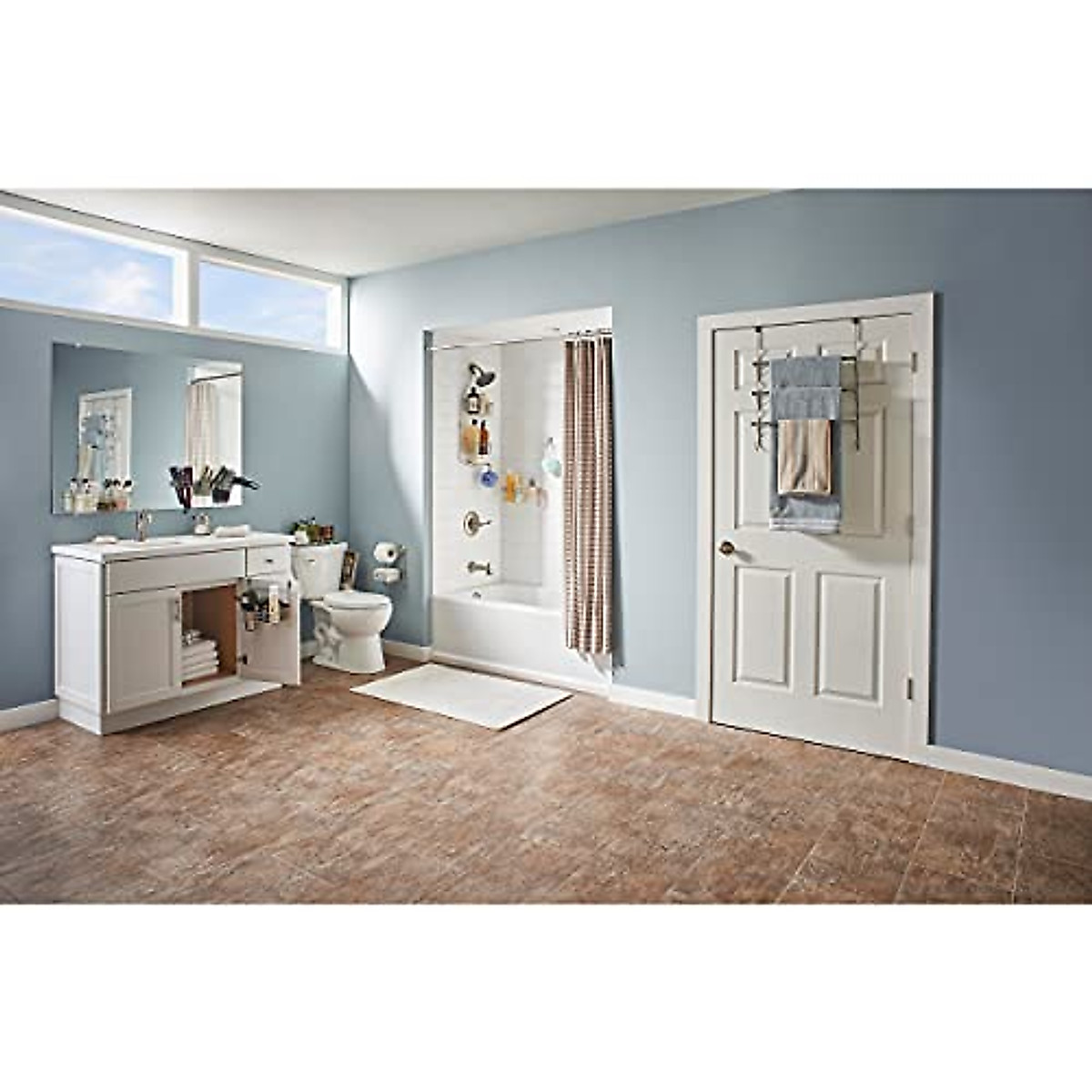 Franklin Brass Over The Door Triple Towel Rack with Hooks, Satin Nickel -bathroom Towel Holder, -bathroom Accessories, 193153-FN 18.66 x 8.27 x 24.57 Inches