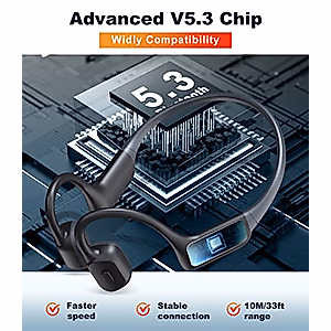 LAKKA Bone Conduction Headphones, Open-Ear Headphones Bluetooth 5.3 Sport Headset with Mic, IPX5 Waterproof Sweatproof Lightweight Wireless Earphone for Running Cycling Driving Workouts, with Earplugs