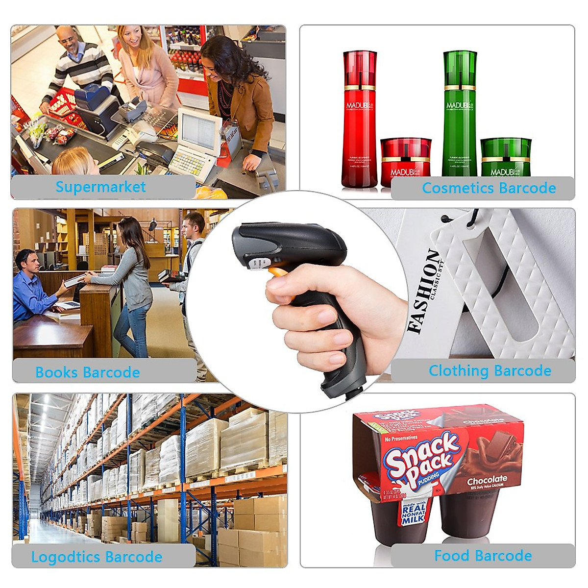 Bluehresy 2D Barcode Scanner USB Wired 1D 2D Datamatrix PDF417 QR Code Handheld Reader for Screen and Printed Bar Code Scan, Works with Windows Mac and Linux PC POS