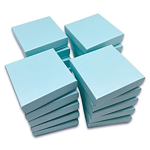 TheDisplayGuys - 100-Pack #33 Cotton Filled Cardboard Paper Jewelry Boxes Gift Case - Pearl Teal (3.5" x 3.5" x 1.0") - for Shipping or Storage