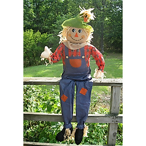 RZ Express Studios 63" Large Sitting Scarecrow Fall Harvest Halloween Porch Sitter Decoration