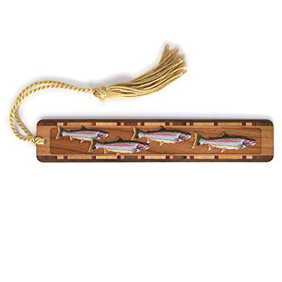 Rainbow Trout Fish Steelhead Salmon Engraved with Added Color Wooden Bookmark - Also Available with Personalization - Made in USA