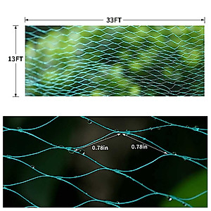 Gsinodrs Bird Netting for Garden 13ft x 33ft Garden Netting Pest Barrier Protect Fruit Plant Trees Vegetables Against Birds, Deers, Squirrels, Cicadas - Woven Mesh Cover with 100pcs Cable Ties (Green)