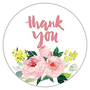 Pink Flower Thank You Stickers, 2 inch 50PCS Self-Adhesive Thank You Labels Great for Wedding, Small Business, Bakeries, Handmade Goods, Birthday Party Favors Labels & Mailing Supplies.