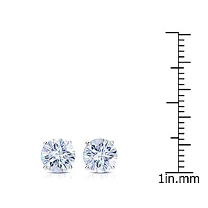Diamond Wish - Platinum Round Moissanite Stud Earrings (1 1/2ct TGW, 6mm, G-H) 4-Prong Set, Push-Back
