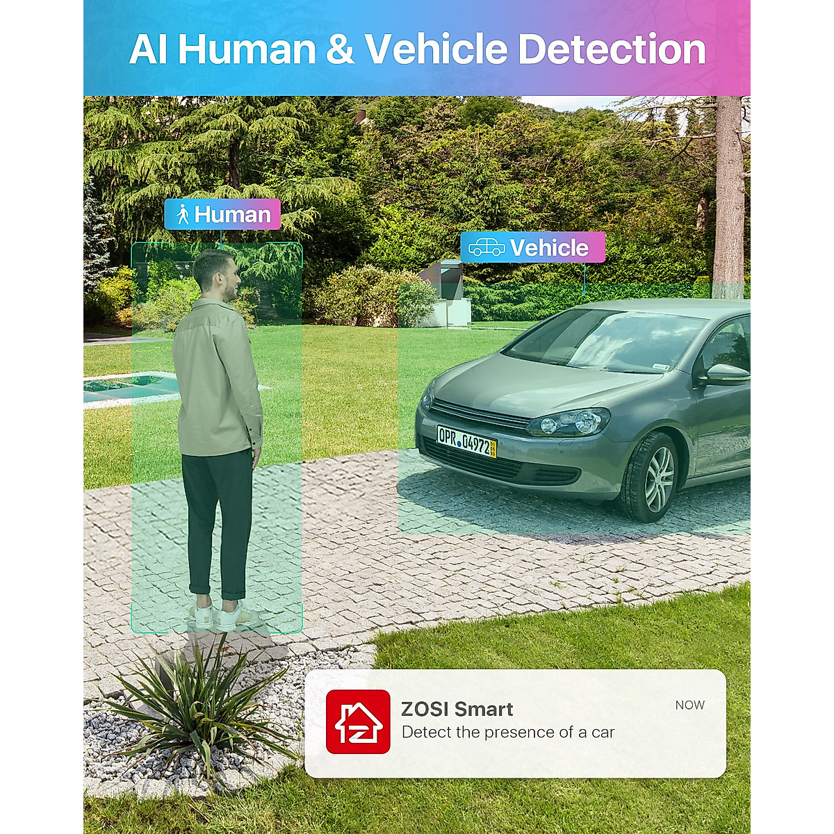 ZOSI 3K Lite Security Camera System with AI Human Vehicle Detection,H.265+ 8CH HD TVI Video DVR Recorder with 4X HD 1920TVL 1080P Indoor Outdoor Weatherproof CCTV Cameras,Remote Access,1TB Hard Drive