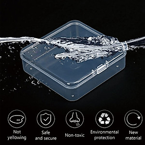 Pure Future 48 Pieces Small Plastic Bead Storage Containers and Organizer Transparent Boxes with Hinged Lid, Clear Craft Supply Box for DIY Art Craft Accessor, Jewelry, Diamonds(1.37*1.37*0.7 Inches)